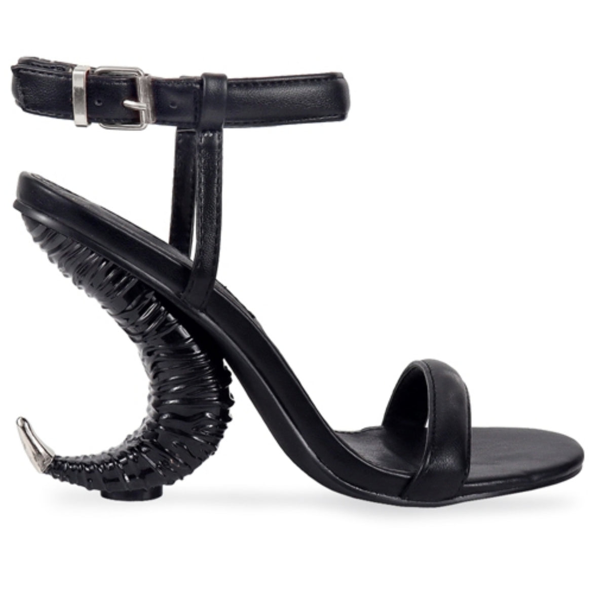 The Goat Horn Heel Sandal - Black – Stilettos Fashion Boutique
